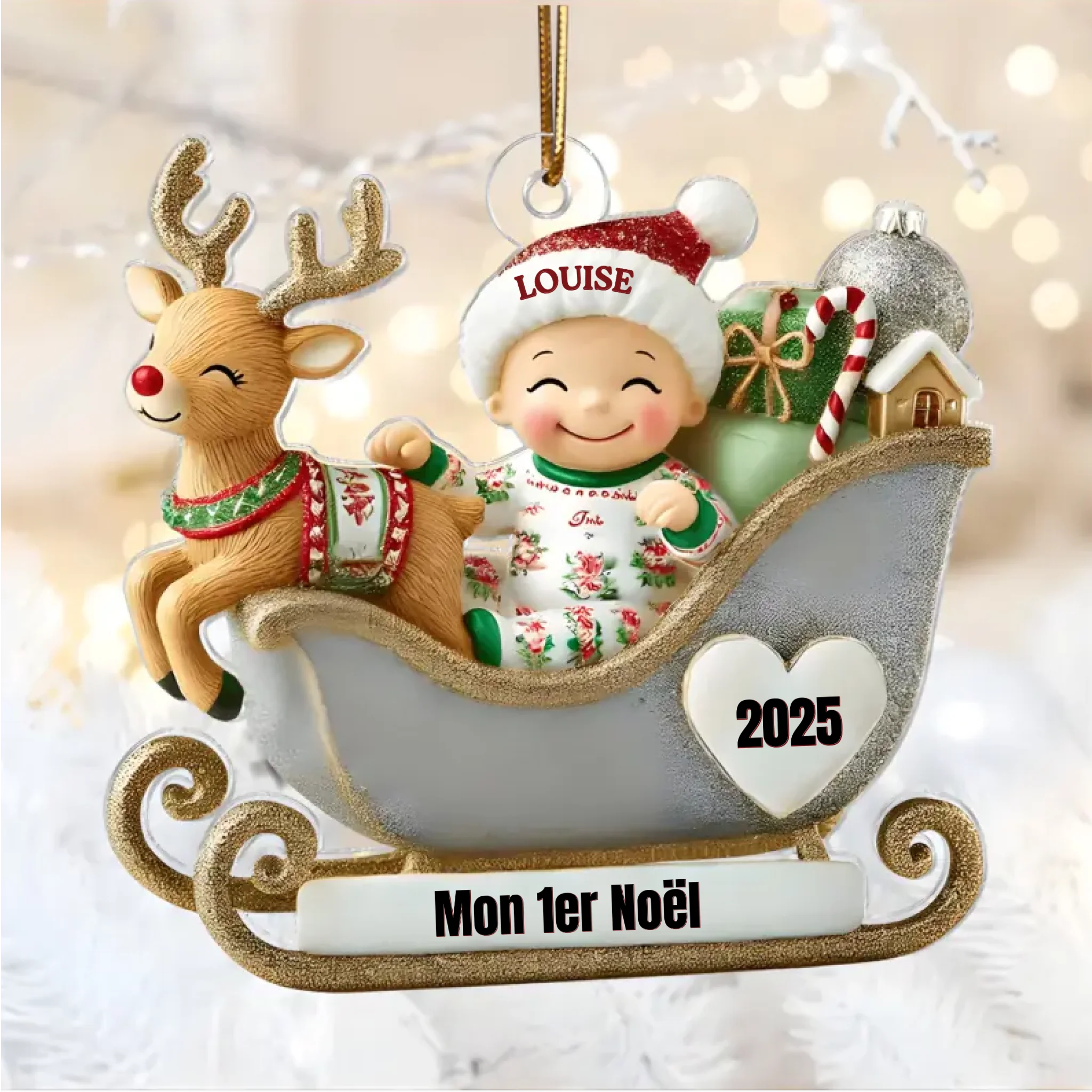 Premier Noël de Bébé – Ornement Souvenir Personnalisé en Acrylique ave ...